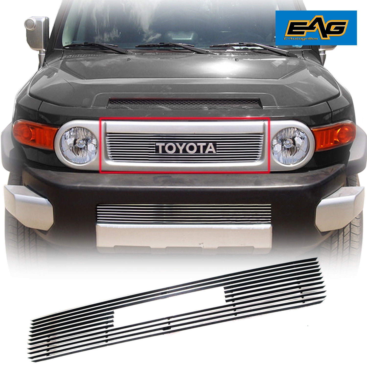 EAG Overlay Aluminum Billet Main Grille Polished 1PC Fit for 07-14 FJ ...