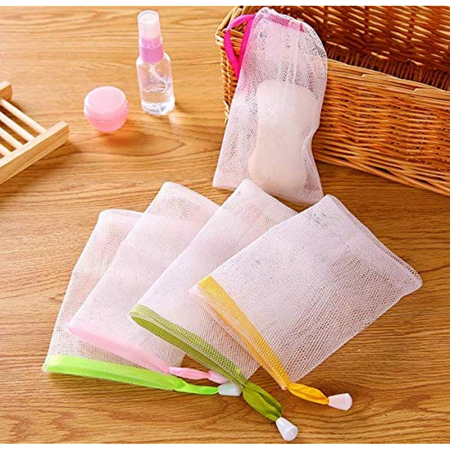 Holzlrgus 10 Pcs Exfoliating Mesh Soap Pouch Bubble Foam Net Soap Sack