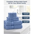 Bathroom Towels Set of 18 – Zero Twist, 100% Mercerized Cotton Towel, 6 ...