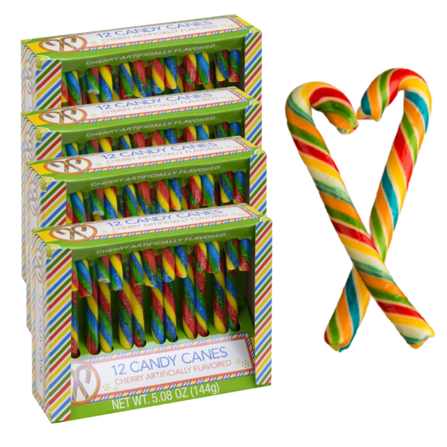 Candy Canes Flavored with Multi-Colored Stripes - 4 Packs of 12 ...
