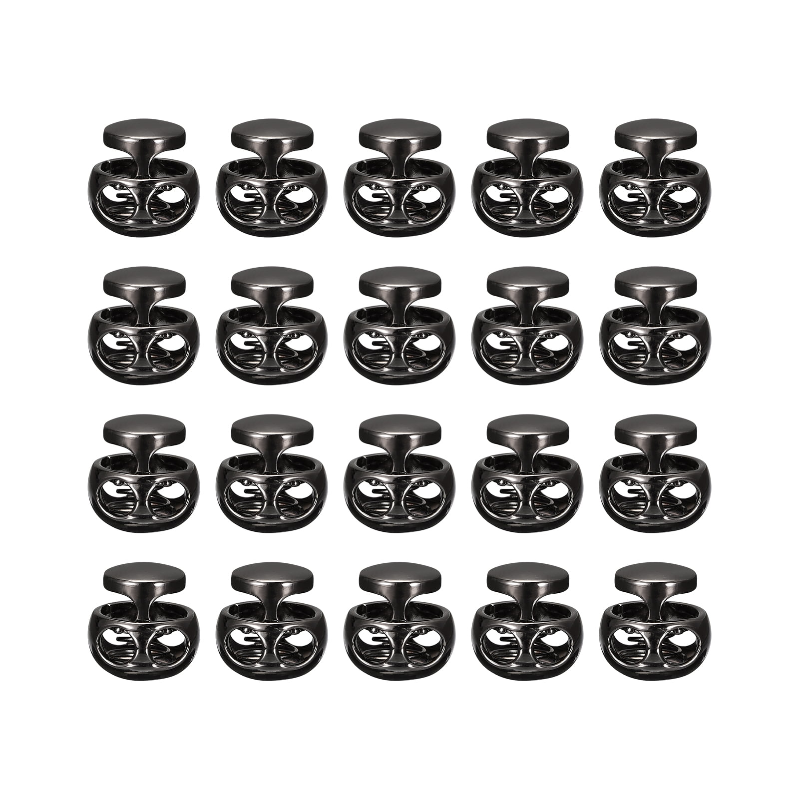 Uxcell 20pcs Spring Cord Lock Metal Cord Stopper Fastener Double Hole