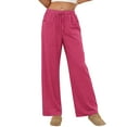 Fewfanhot Women's Straight-Leg Pajama Pants - Stretched Waist Solid ...