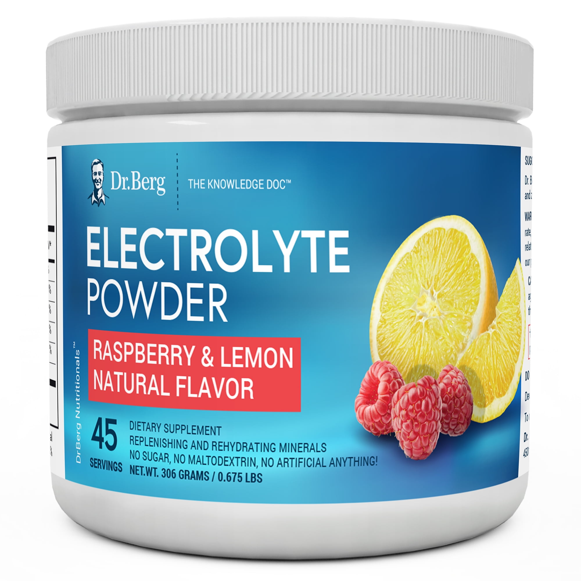 Dr. Berg's Electrolyte Powder with 13x Potassium Raspberry Lemon, 45 ... Dr. Berg's Electrolyte Powder with 13x Potassium Raspberry Lemon, 45 ...