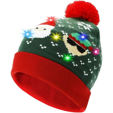 HTWW LED Light Up Beanie Hat Knit Cap Led Beanie for Birthday Party ...
