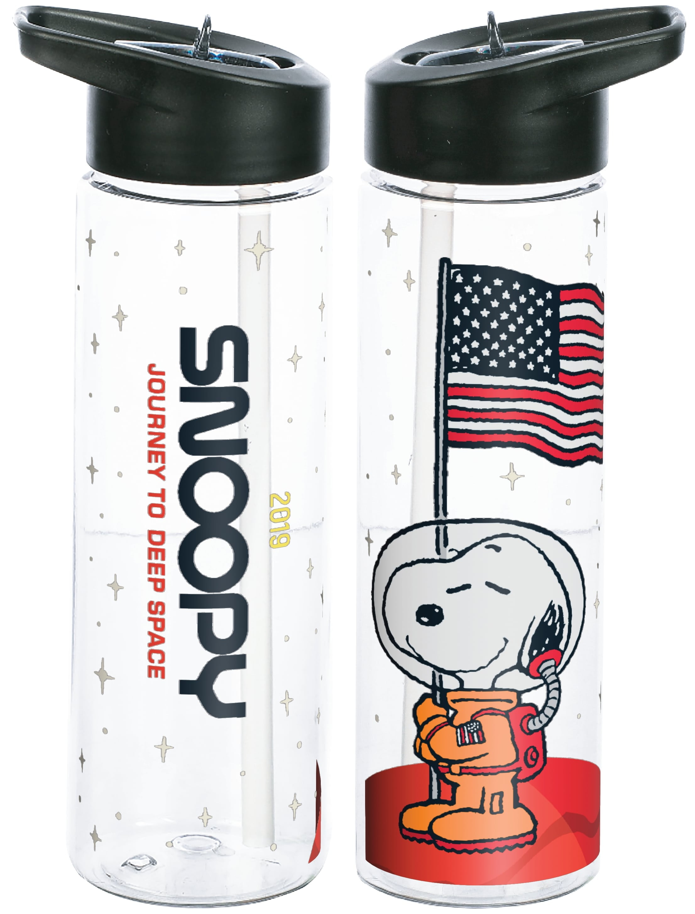 Peanuts Astronaut Snoopy with American Flag 24oz Plastic Water Bottle ...