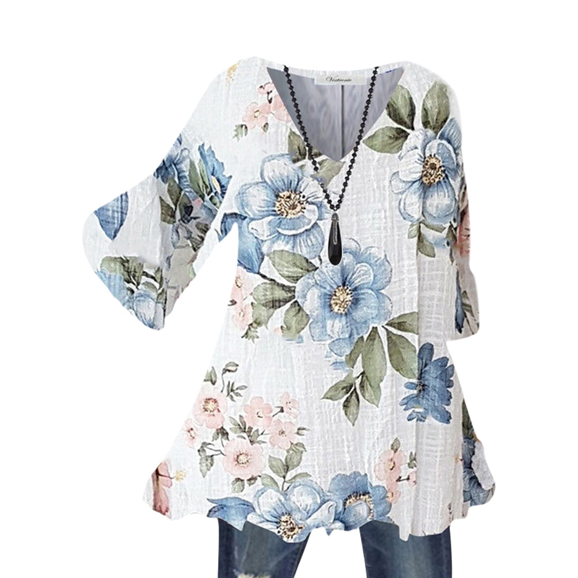 Click here for Mawclos Ladies Blouse Floral Print Shirts Half Sle... prices