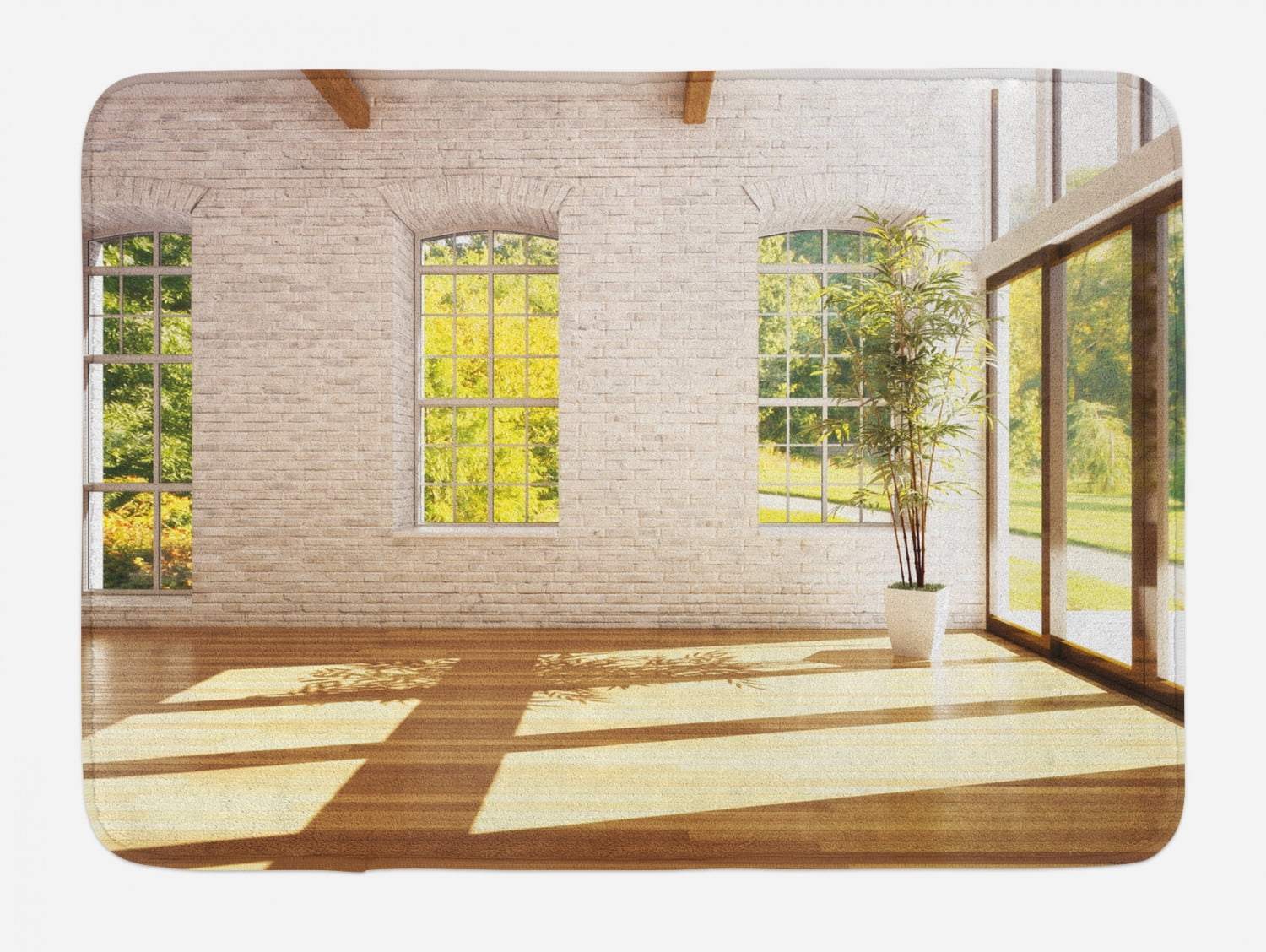 Italian Bath Mat, Summer Town House in Spring Vivid Garden Sunny Sky ...