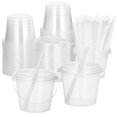 50 Pcs Food-Safe Clear Plastic Cup & Bucket Set, 23.67 fl oz Leakproof ...