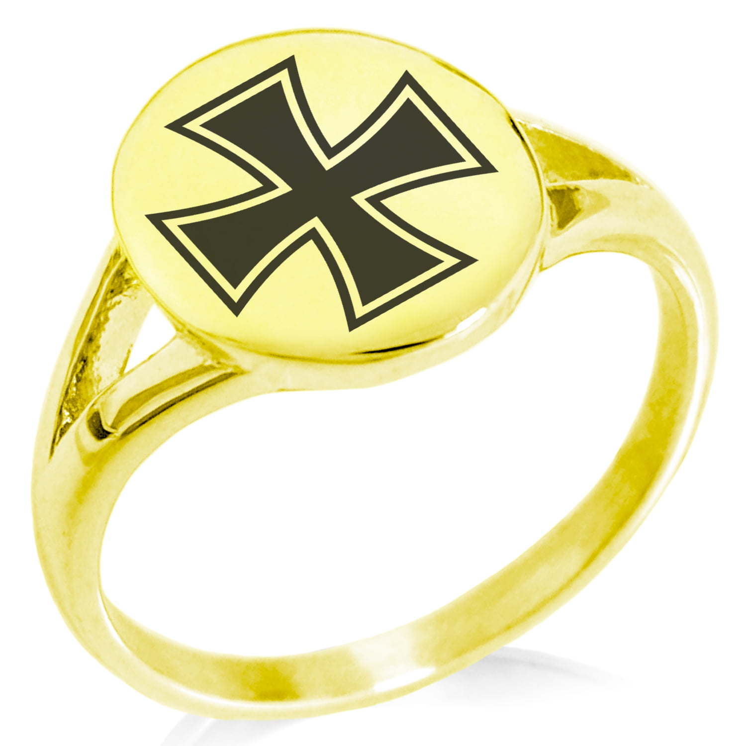 Stainless Steel Pattee Iron Cross Minimalist Oval Top Polished ...