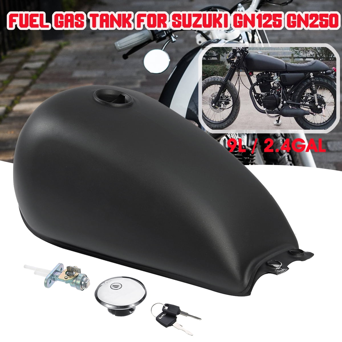 Motorcycle 9L 2.4 Gallon Cafe Racer Vintage Fuel Gas Tank For Suzuki ...