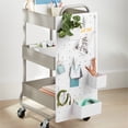 3 Tier Metal Utility Cart - Rolling Storage Trolley with Wheels, Powder ...