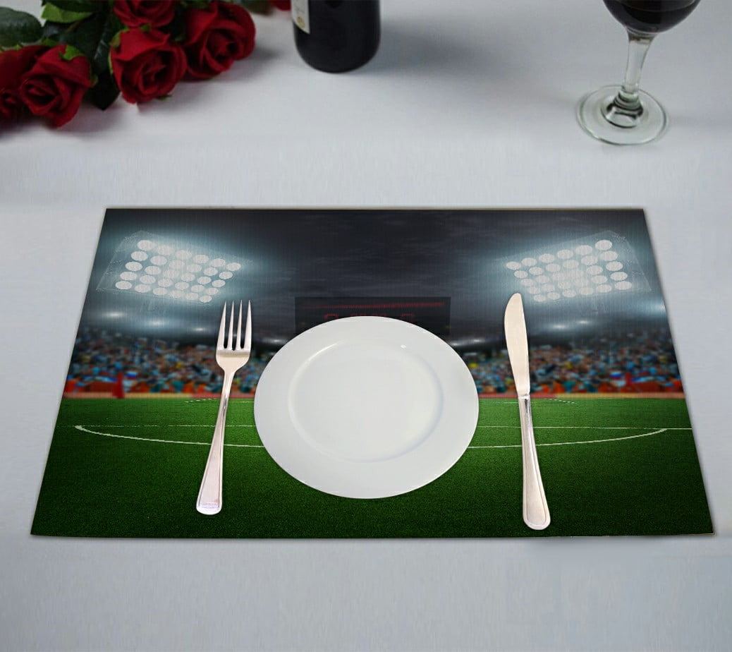 ECZJNT Stadium Abstract Football Soccer Placemat Table Mat Cup Mat ...