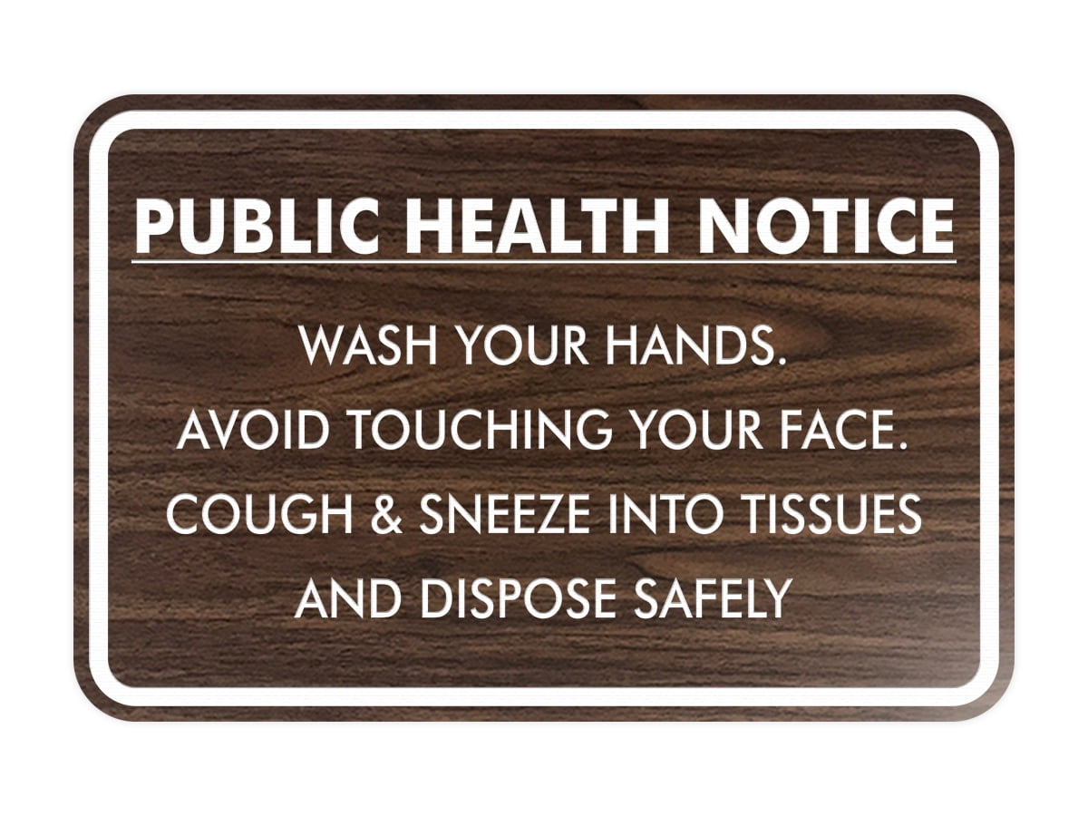 Classic Framed Public Health Notice Wash Your Hands Sign (Walnut ...