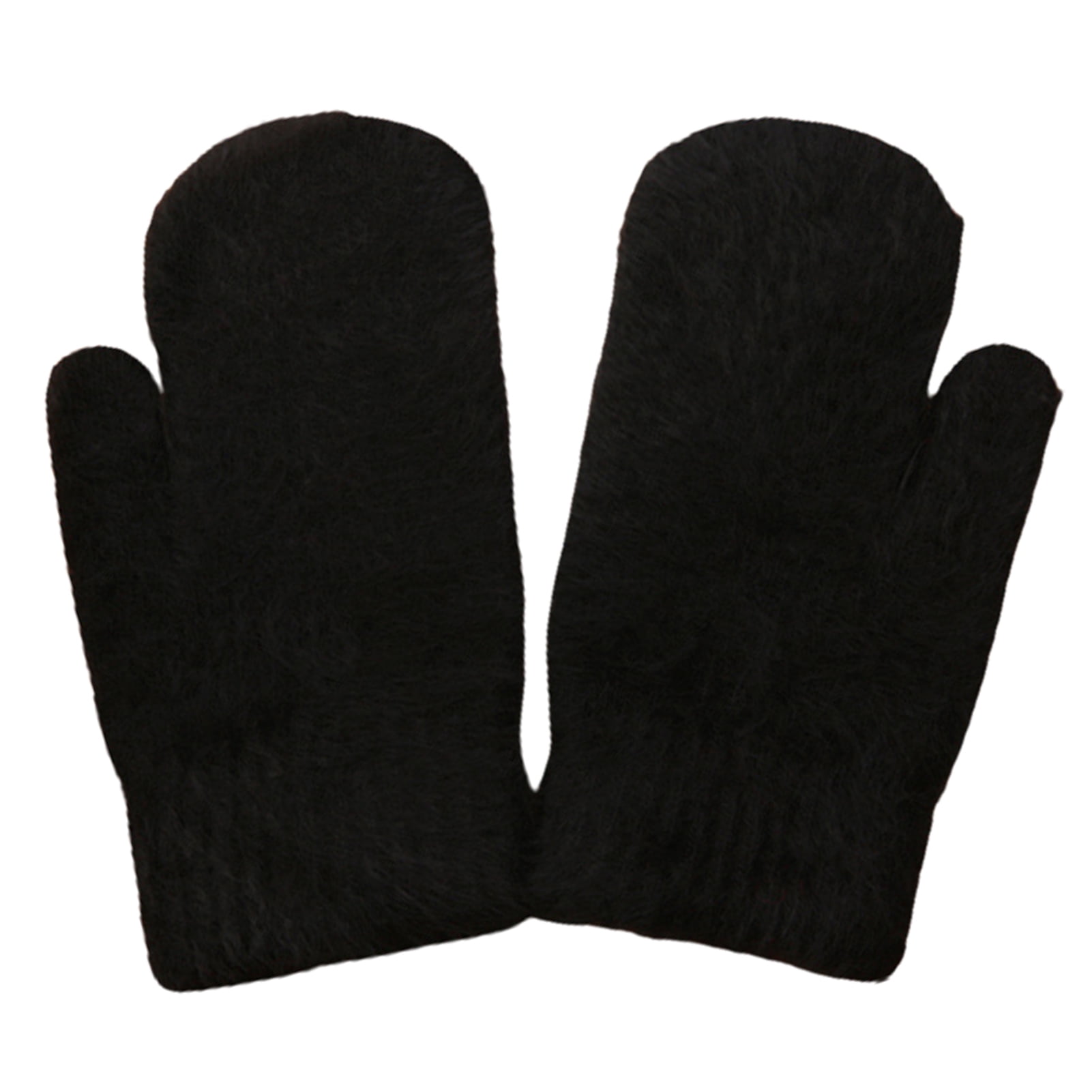 1 Pair Adults Mittens Thickened Stretchy Soft Fuzzy Cozy Cold Resistant ...