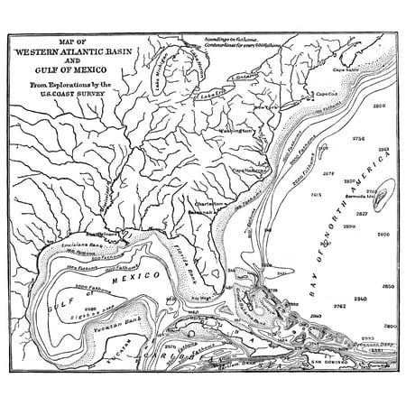 Ocean Depths, 1888. /Nmap Showing The Depths Of The Western Atlantic ...