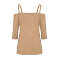 3/4 Sleeve Cold Shoulder Tops For Women Square Neck Cutout Tunic Blouse ...