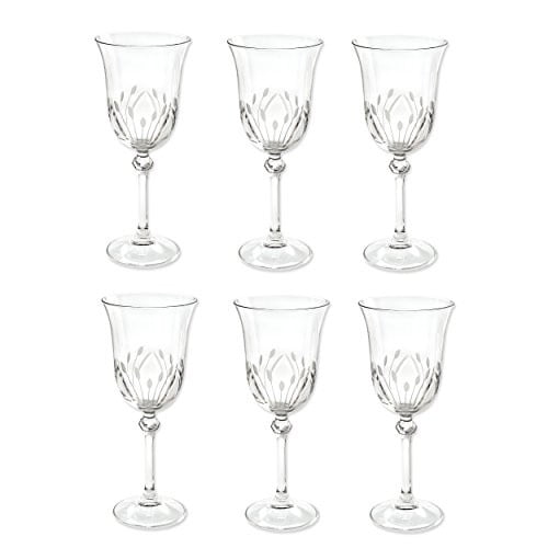 Barware Wine Glasses & Charms 6 Etched clear glass wine water goblets ...