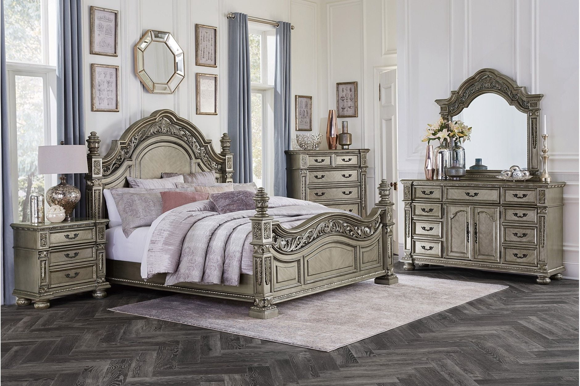 Tricia Gold Finish Bedroom Set - Walmart.com