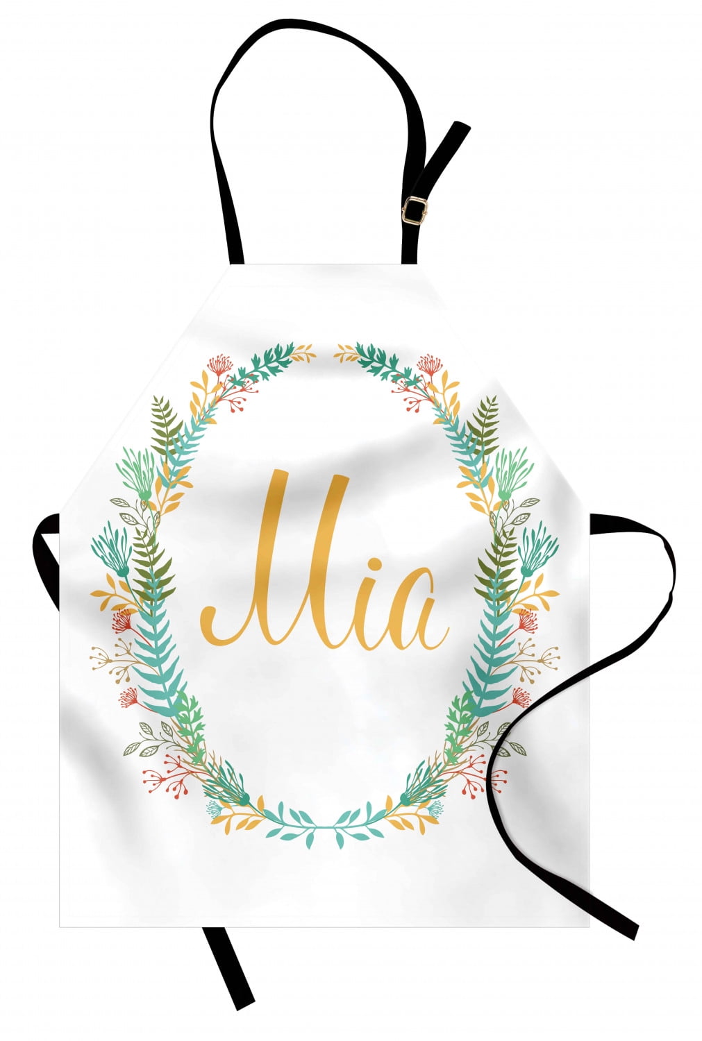 Mia Apron Frame of Flowers and Ferns Pattern with Handwriting ...