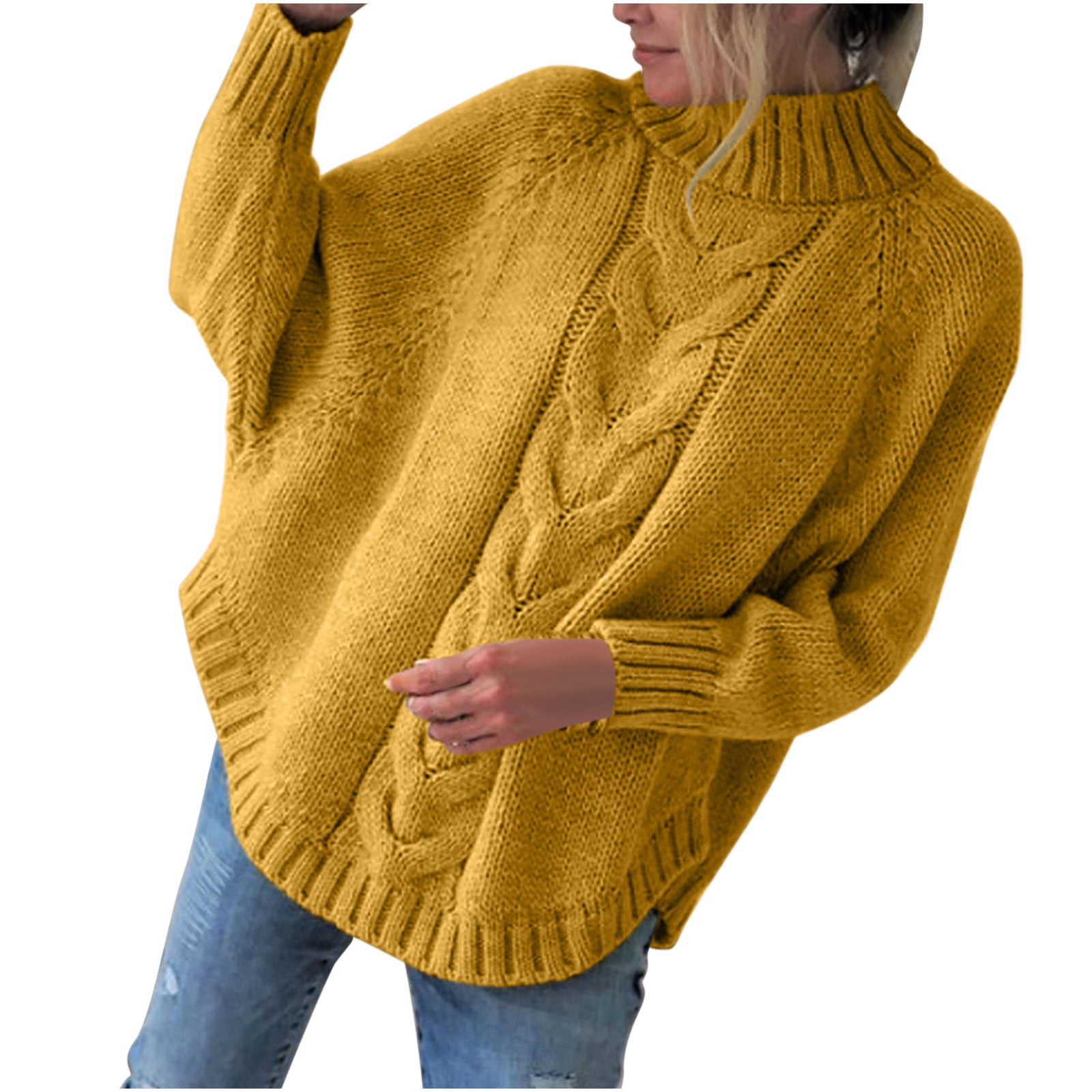 Fall Sweater For Women 2022 Solid Color Turtleneck Sweater Vintage