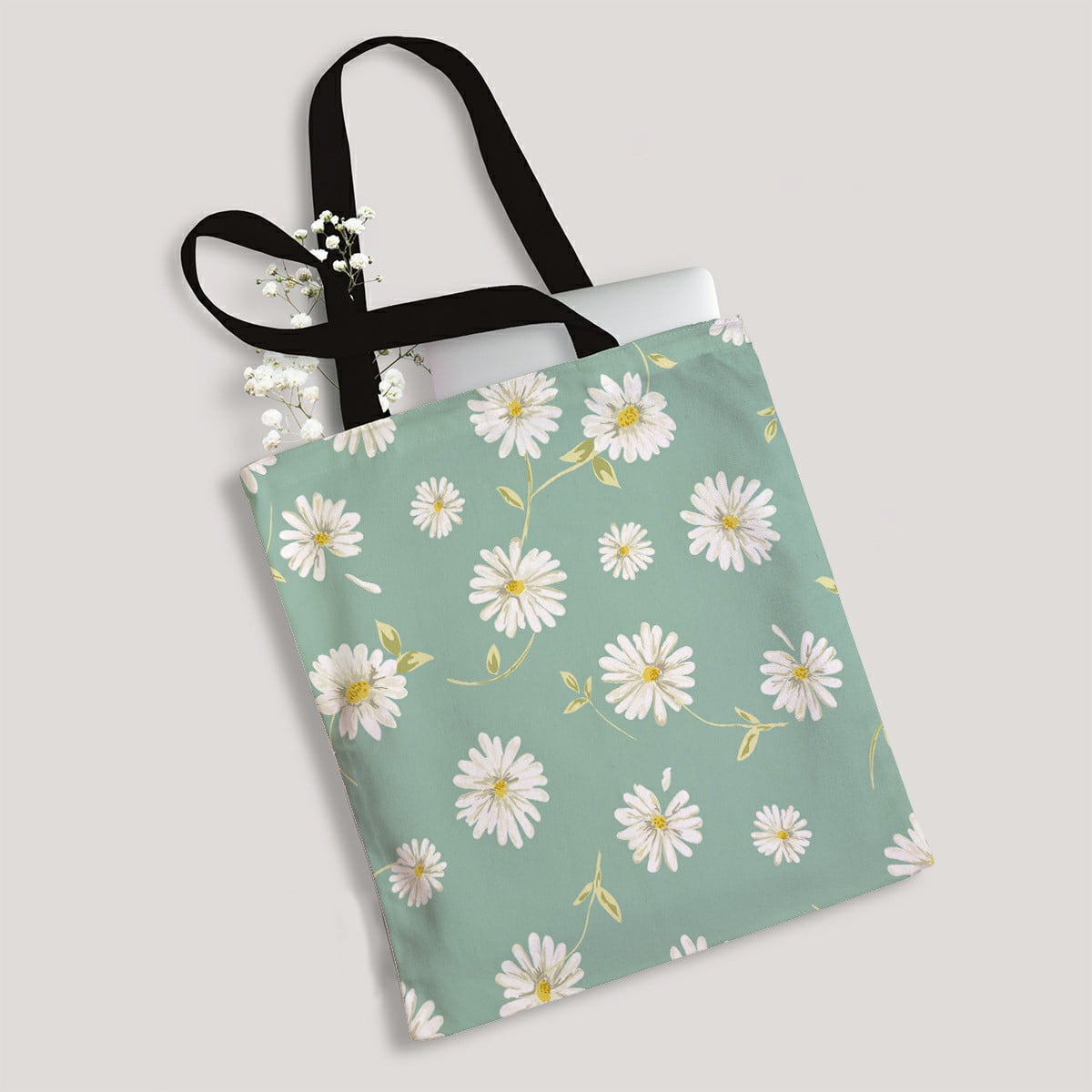 ABPHQTO Pretty Daisy Canvas Bag Reusable Tote Grocery Shopping Bags ...