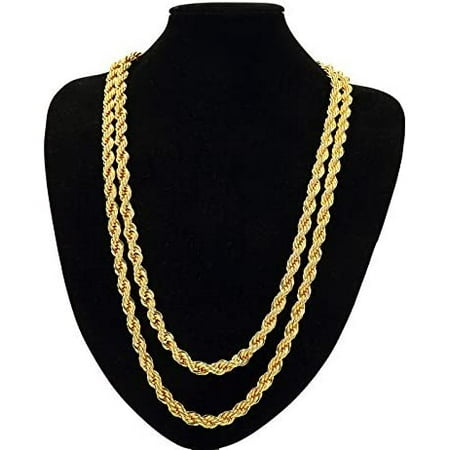 TUOKAY 18K Gold Rope Chain Necklace, Fake Gold Rope Necklace, 7mm, 24 ...