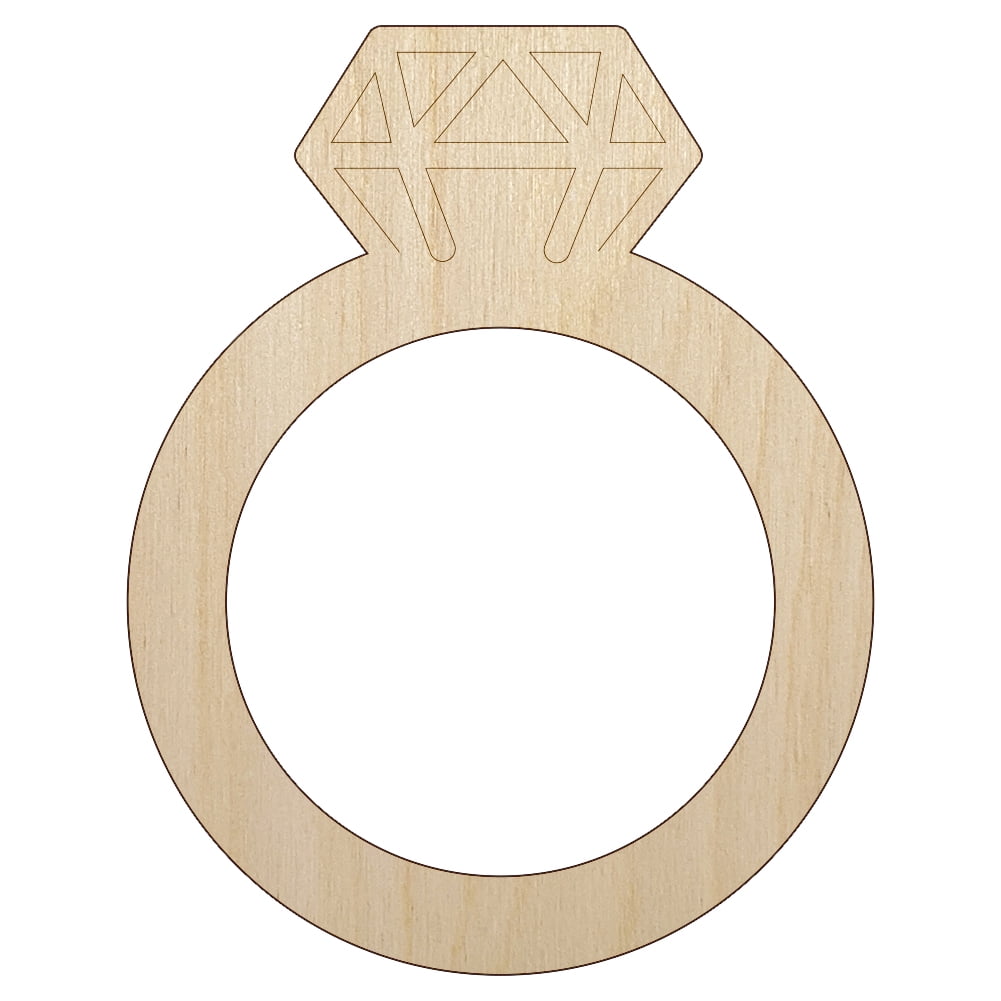 Diamond Ring Wedding Engagement Wood Shape Unfinished Piece Cutout ...