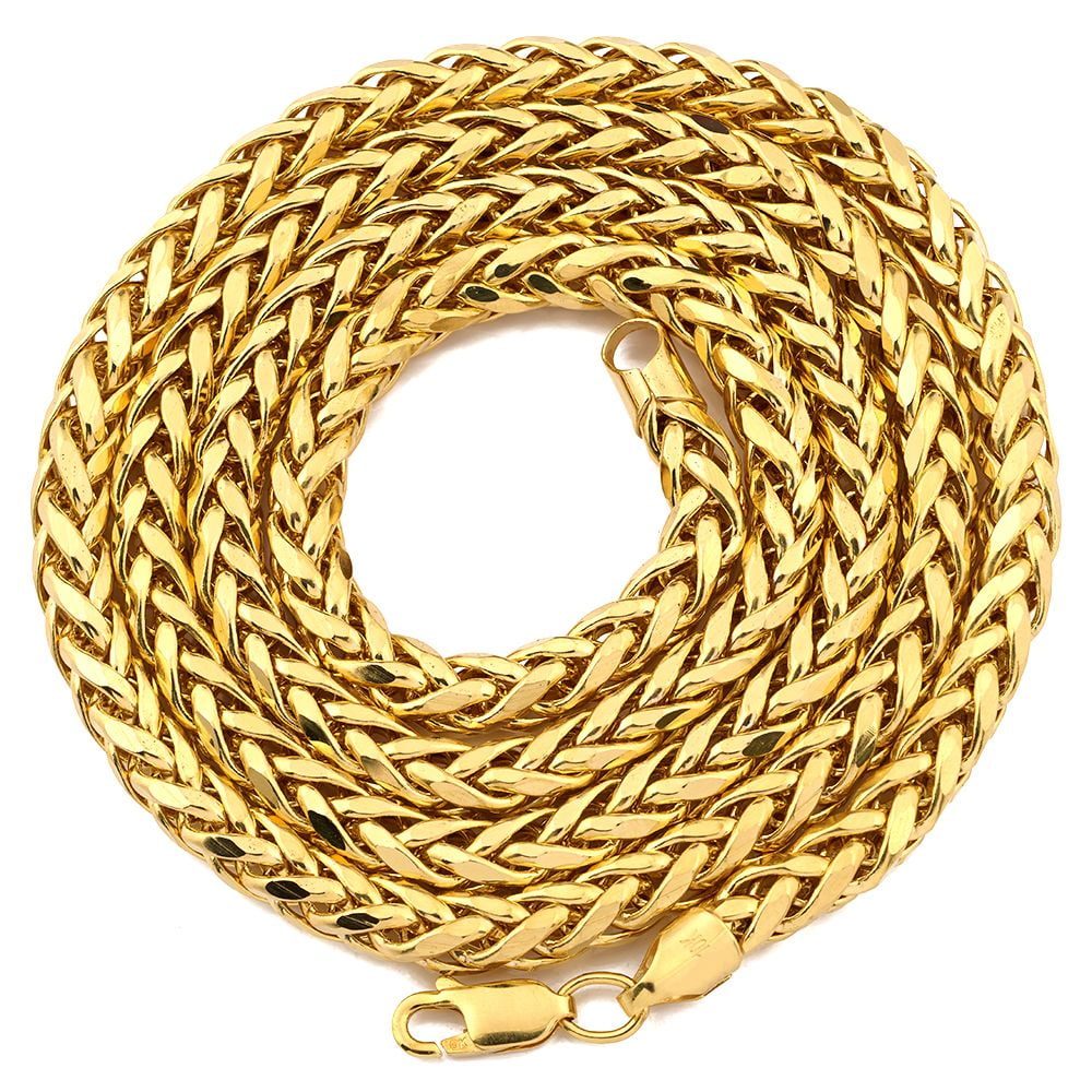 LoveBling - LOVEBLING 10K Yellow Gold 5mm Wheat, Palm Chain Necklace ...