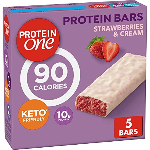Protein One Barras de proteína de 90 calorías, fresas y crema, Keto ...