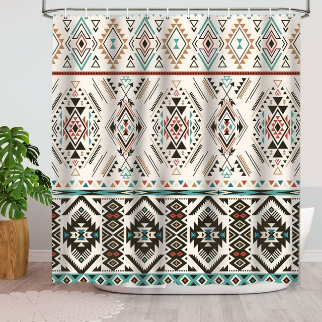 Aztec Shower Curtain, Southwest Tribes Aztec Bathroom Decor Vintage ...