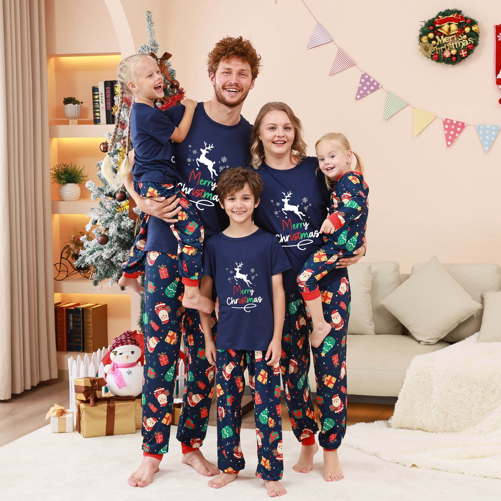 Styesk Family Matching Outfits Christmas Pajamas Set Soft Long Sleeve Shirt Bottom Pajama Pant Holiday Sleepwear Outfits Xmas Plaid Pjs Sets For Child