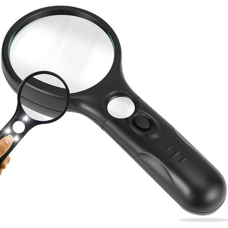 Lighted Reading Magnifier, Illuminated Magnifying Glass with 3 LED ...