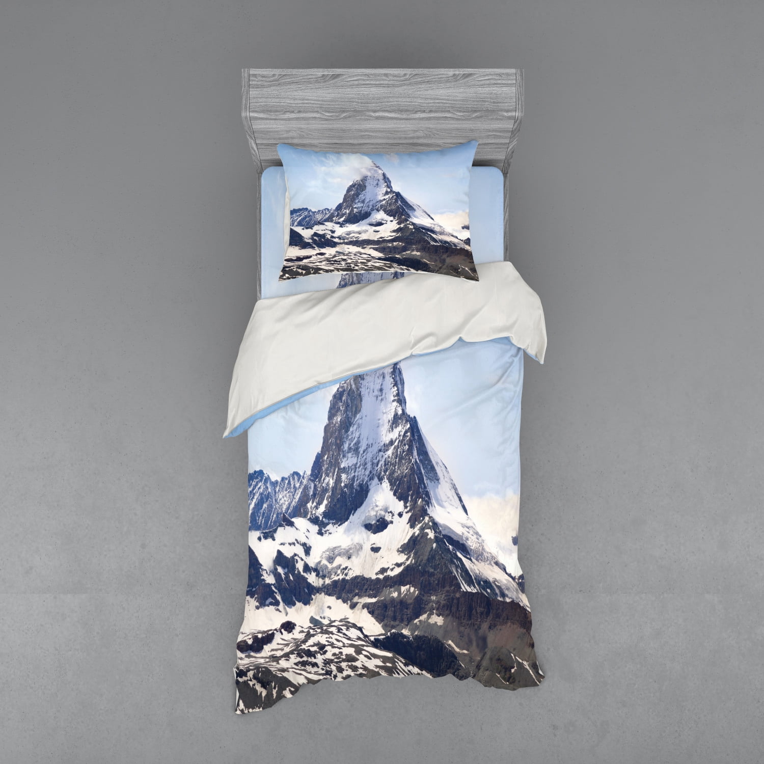 Mountain Duvet Cover Set, Matterhorn Summit Clouds Hill Scenery Glacier ...