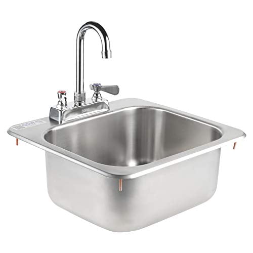 ACE HS-1615IHG Standard Stainless Steel Drop-In Hand Sink with Deck ...