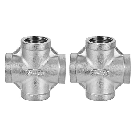 Cross Pipe Fitting 3/4NPT Female Thread Coupler Equal Diameter Four-Way ...