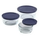 Pyrex® 6-piece Round Glass Food Storage Container Set with Blue Lids ...