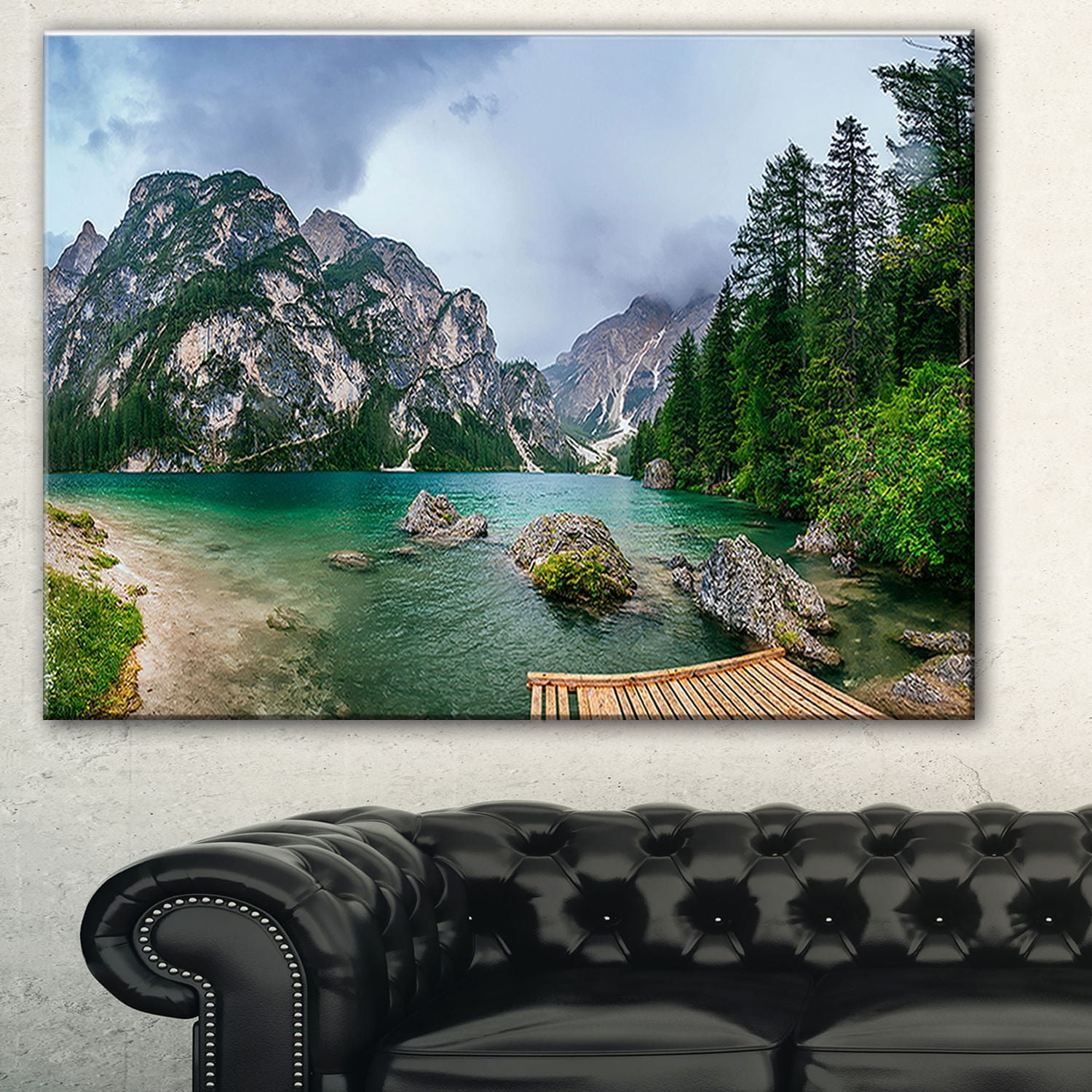 Click here for Designart Design Art Lake Between Mountains Landsc... prices