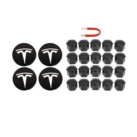 Tesla Wheel Cap Kit Center Hub Cap Set Wheel Lug Nut Cover Center Logo ...