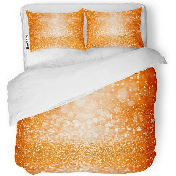 3 Piece Bedding Set Abstract Orange Sparkle Confetti Happy Birthday Spooky Fall Halloween Party ...