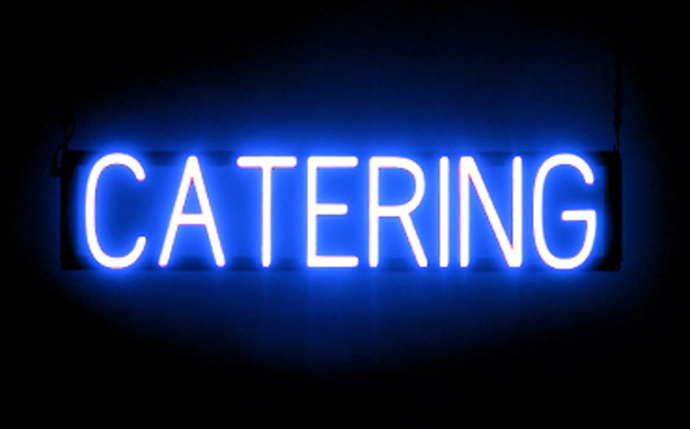 SpellBrite CATERING LED Sign for Business. 29.3" x 6.3" Blue CATERING ...
