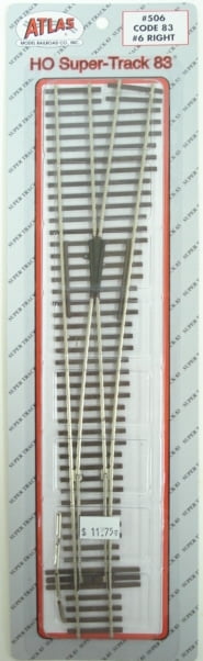 Atlas HO Scale Code 83 #6 Right-Hand Super Turnout/Switch Model Train ...
