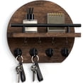 11.8 Inch Round Wooden Key Holder with Shelf & 8 Hooks - Walmart.com