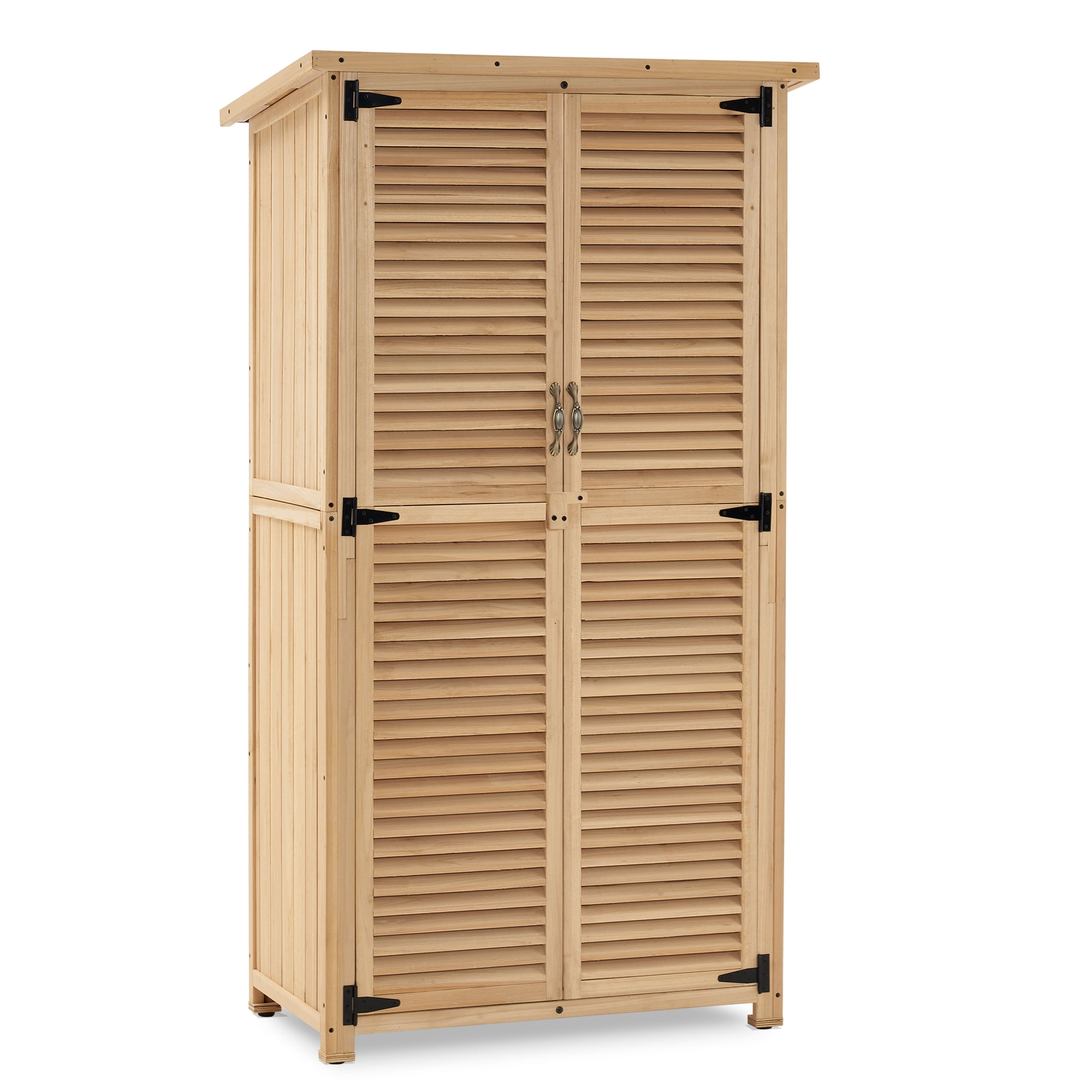 MCombo Outdoor Wooden Storage Cabinet, Garden Tool Shed w/ Latch ...