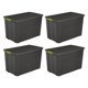Sterilite Large 45 Gallon Latching Storage Tote Boxes, Gray/Green, (4 ...