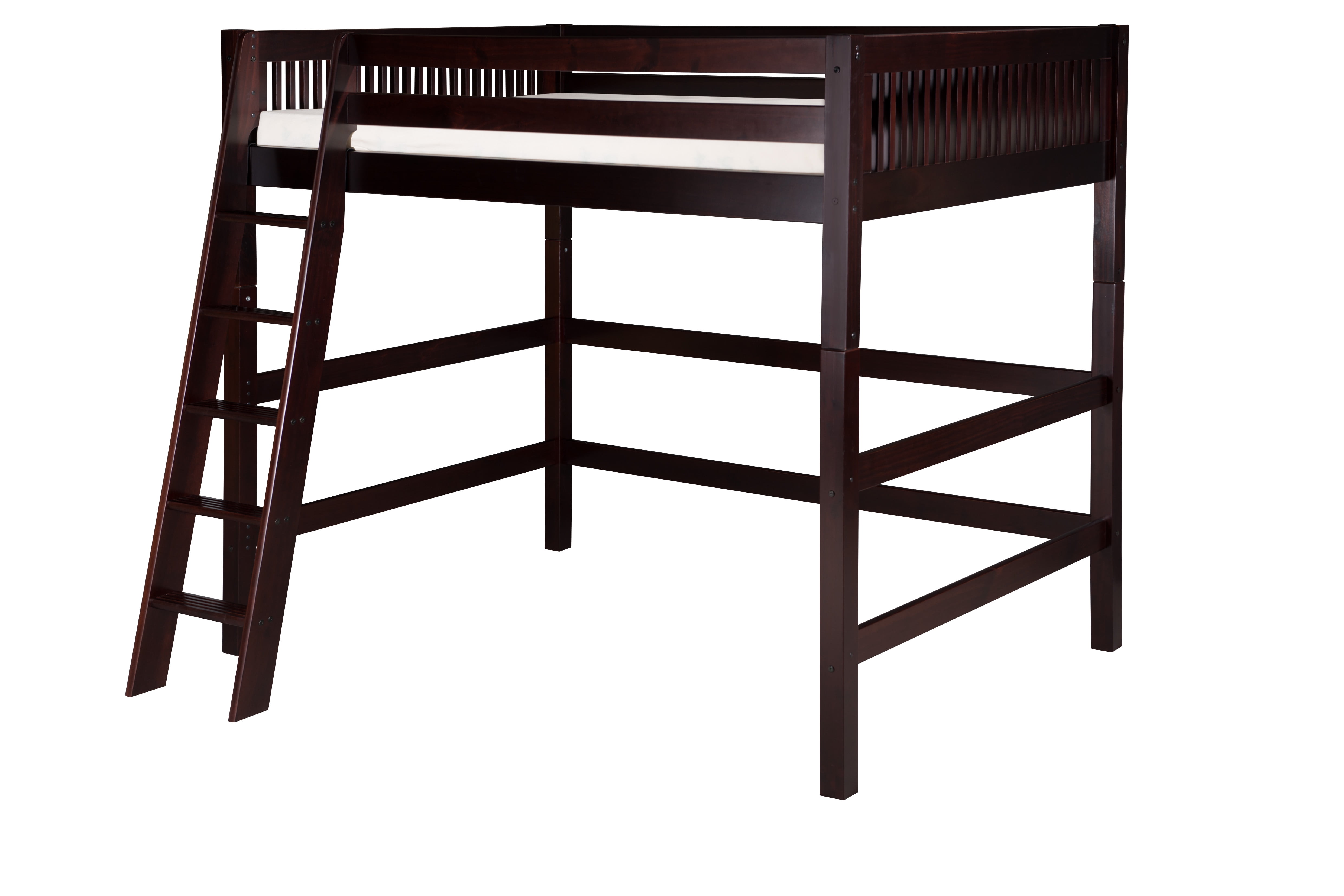Camaflexi Full Size High Loft Bed - Mission Headboard - Cappuccino ...