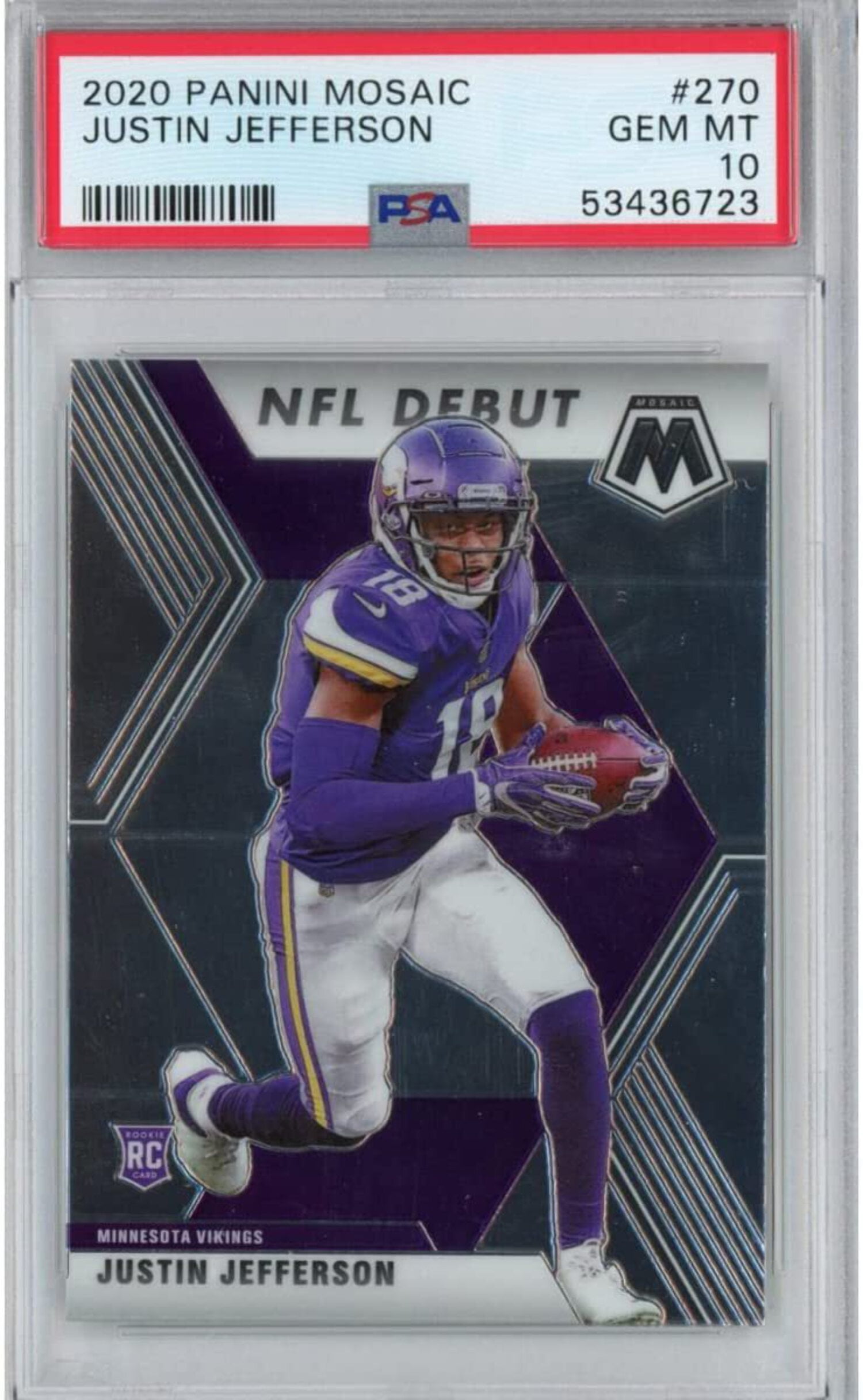 Graded 2020 Panini Mosaic Justin Jefferson #270 Rookie RC Football Card ...