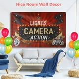 Coofit Movie Night Backdrop, 6ft x 4ft Polyester Lights Camera Action ...