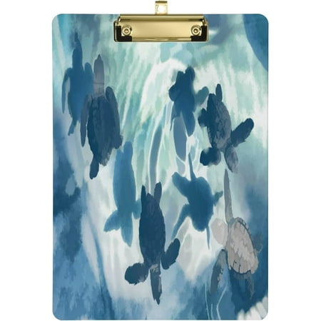 POGLIP Sea Turtle Blue Watercolor Clipboard Hardboard Wood Nursing Clip ...