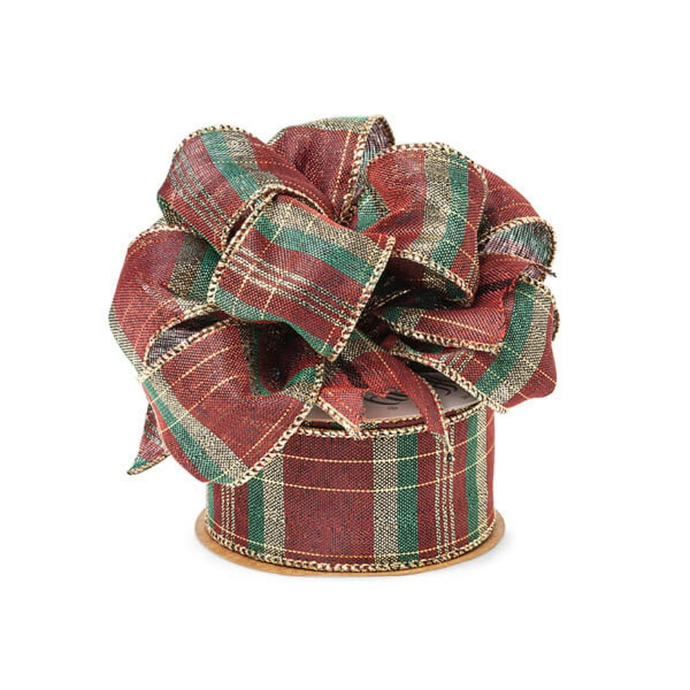 Pack of 1, Burgundy Plaid Wired Ribbon, 1-1/2" x 50 Yards For Easter ...