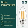 6 Pack Chandelier Light Bulbs 100W Equivalent, 800LM E26 Edison Bulb ...